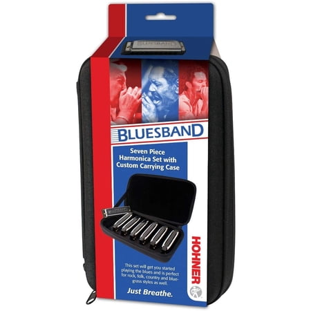 Hohner Harmonica Piedmont Blues 7 Harmonica Pack with Case, Stainless ...
