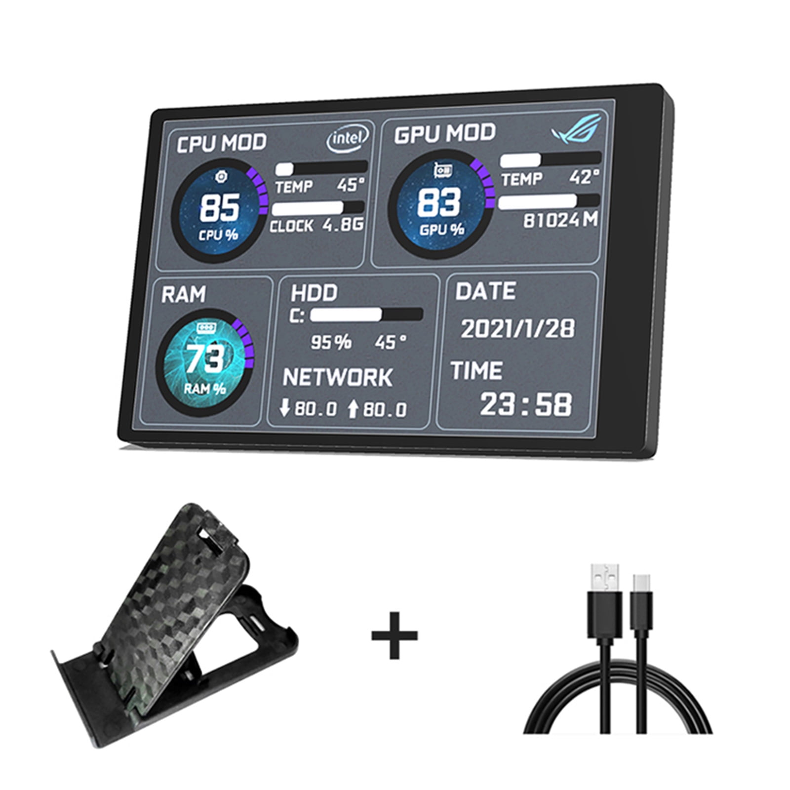 XINYTEC 3.5 Inch 480x320 IPS TYPEC Screen for Aida64 PC CPU Monitor ...