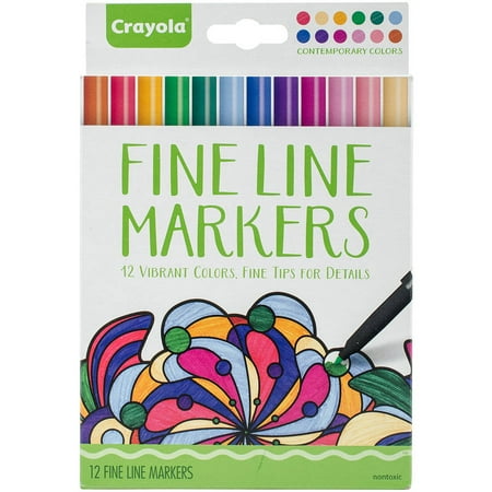 Crayola Adult Coloring Fine Line Markers 12 count Contemporary Colors ...