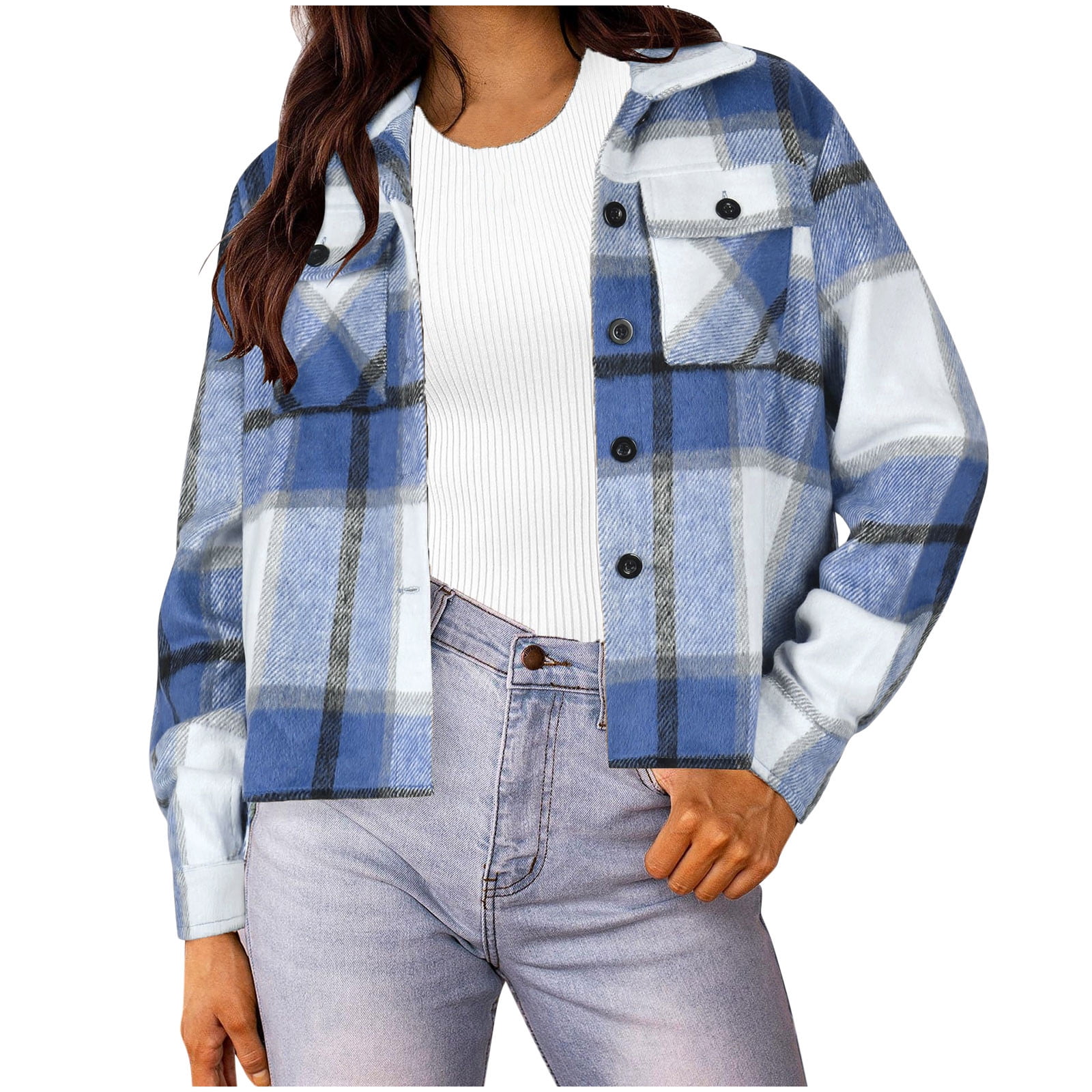 Click here for Erwazi Flannels Shirts For Women Cropped Shacket J... prices