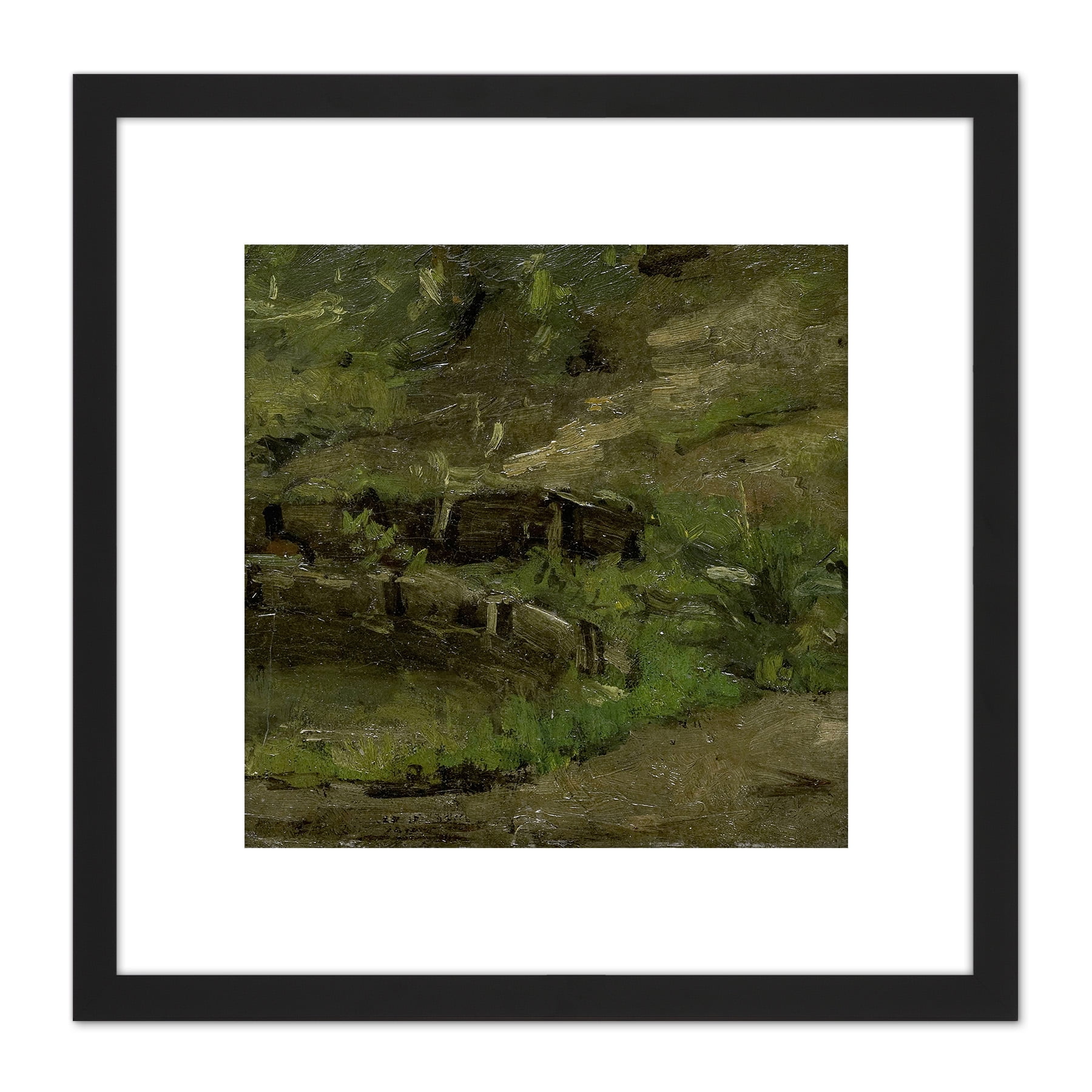 Breitner Meadow Landscape Nature Painting 8X8 Inch Square Wooden Framed ...