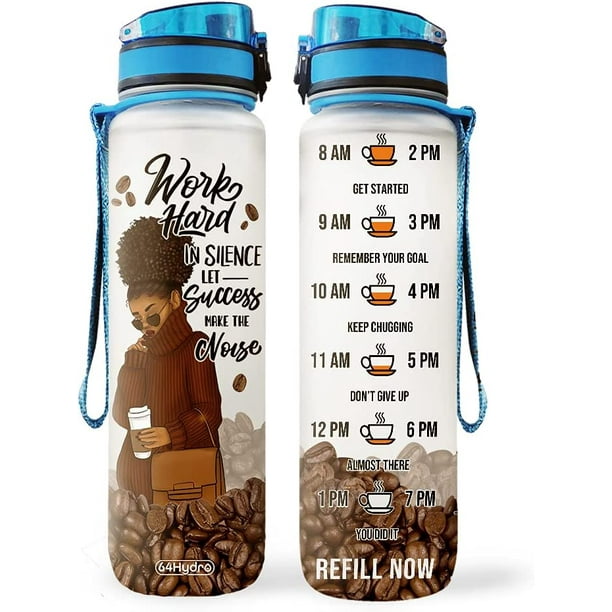 64HYDRO 32oz 1Liter Motivational Water Bottle with Time Marker, Work ...