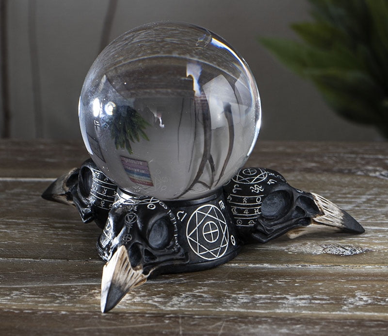 Wicca Psychic Raven Skulls Sacred Geometry Crystal Glass Gazing Ball ...