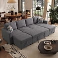 AENKYO 102'' U-Shaped Sectional Sofa Bed, Linen Pull Out Sleeper Couch ...