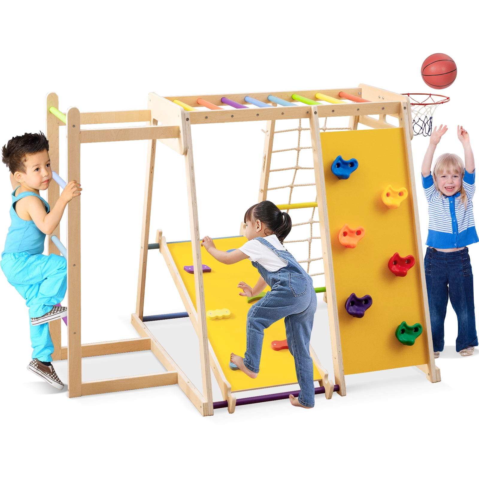 Click here for Gymax 6-In-1 Jungle Gym W/Slide Rock Climbing Bask... prices