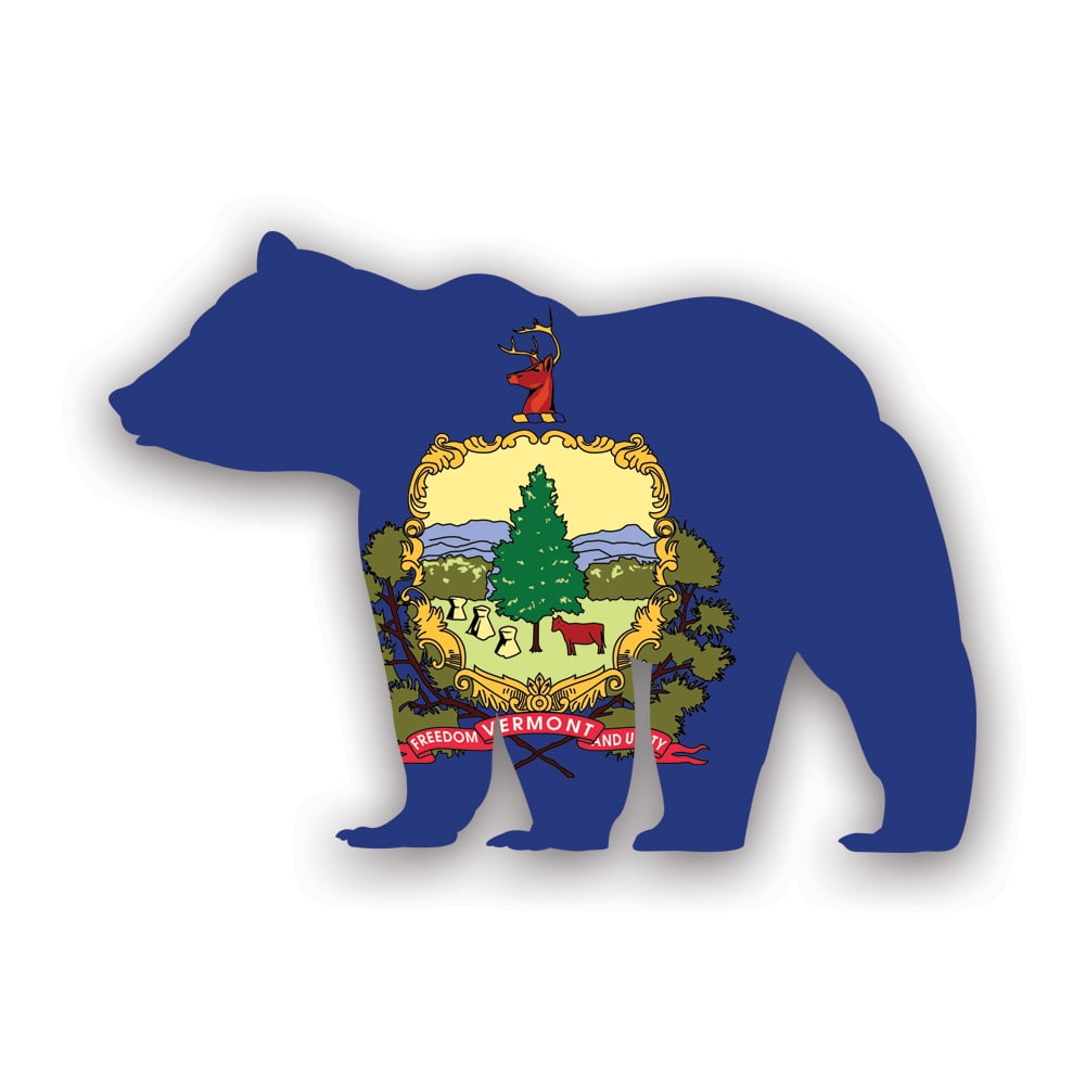 Vermont Bear Flag Sticker Decal - Self Adhesive Vinyl - Weatherproof ...