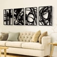 Black Abstract L Size 22.5 x 15.7'' Metal Wall Sculptures for Home ...