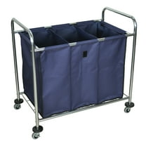 Industrial Laundry Cart With Steel Frame & Navy Canvas Bag With ...