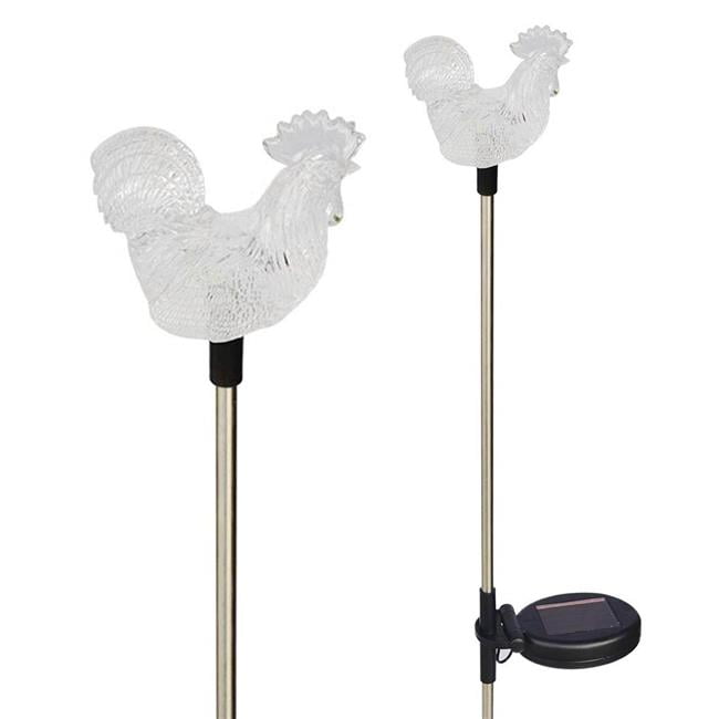 Solar Rooster Solar Lights LED Color-Changing Garden Stake, Pack of 2 ...