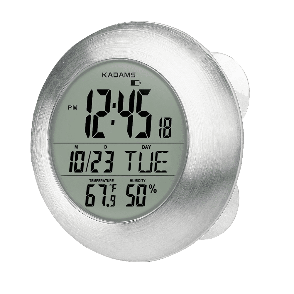 Kadams Round Digital Shower Clock Water Resistant Lcd Timer Clock For