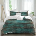 4 Piece Duvet Cover Set Queen, Abstract Turquoise Wood Grain Soft ...