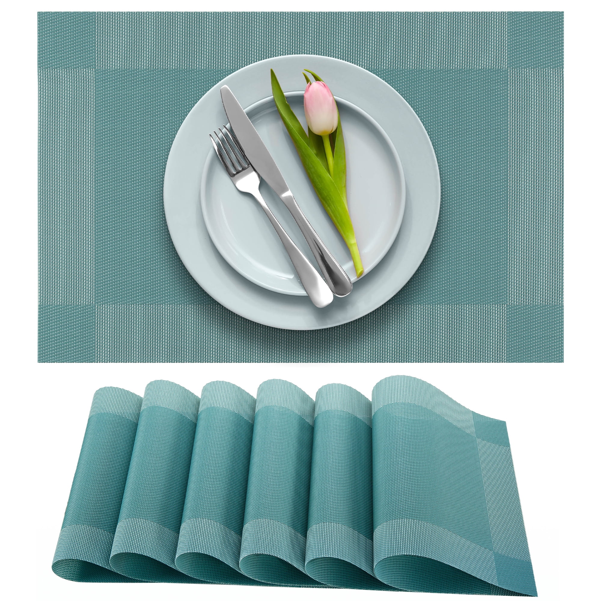 More Décor Dining Table Placemats, Washable Heat-Resistant PVC Vinyl ...