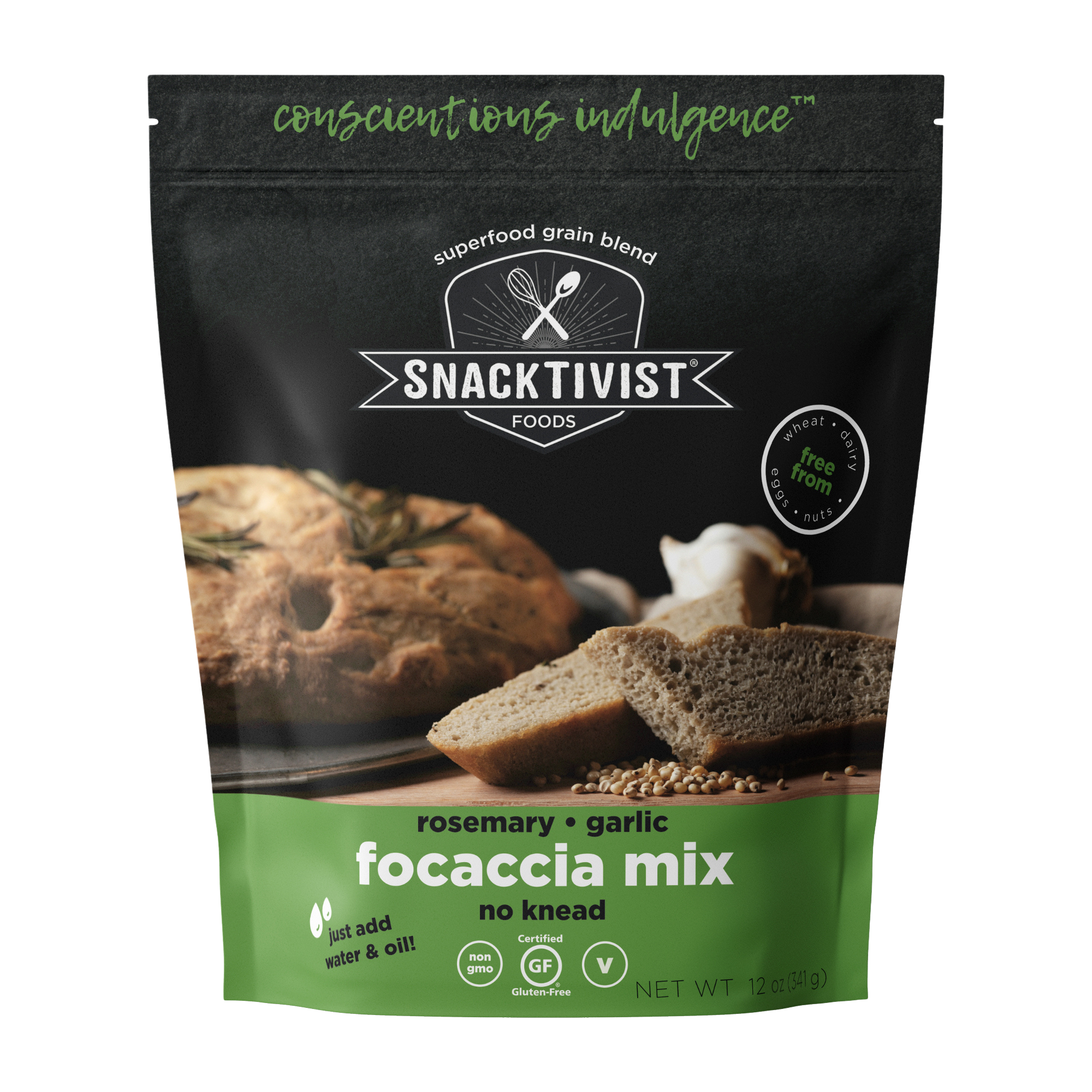 (3 Pack) Snacktivist Rosemary Garlic Focaccia Mix, Non-GMO, Allergen ...