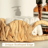 Scalloped Edge Round Tray, Serving Tray with Built-in Handles ...