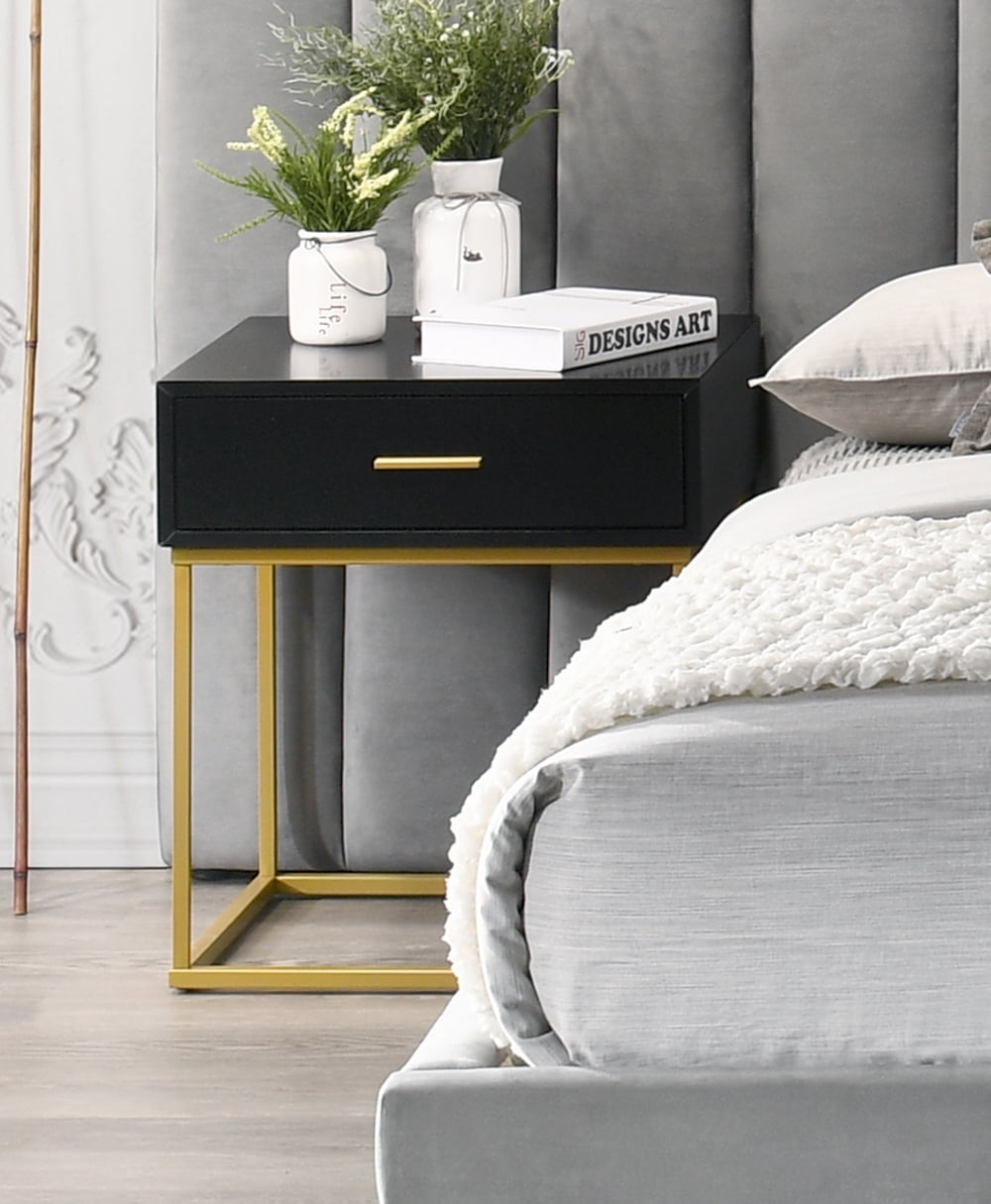 Buy Koba Modern Gold Metal Nightstand with Drawer Online in India ...