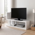 CARTESIAN Modern TV Stand, White, Manufactured Wood, 60x16x36 Inch ...