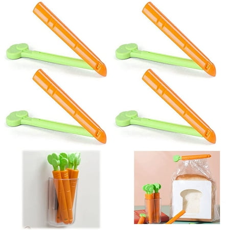 Bag Clips for Food, 10PCS Carrot Shape Seal Pour Food Storage Bag Clip ...