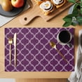 Purple Plaid Cotton Linen Placemats Set of 6, Retro Country Moroccan ...