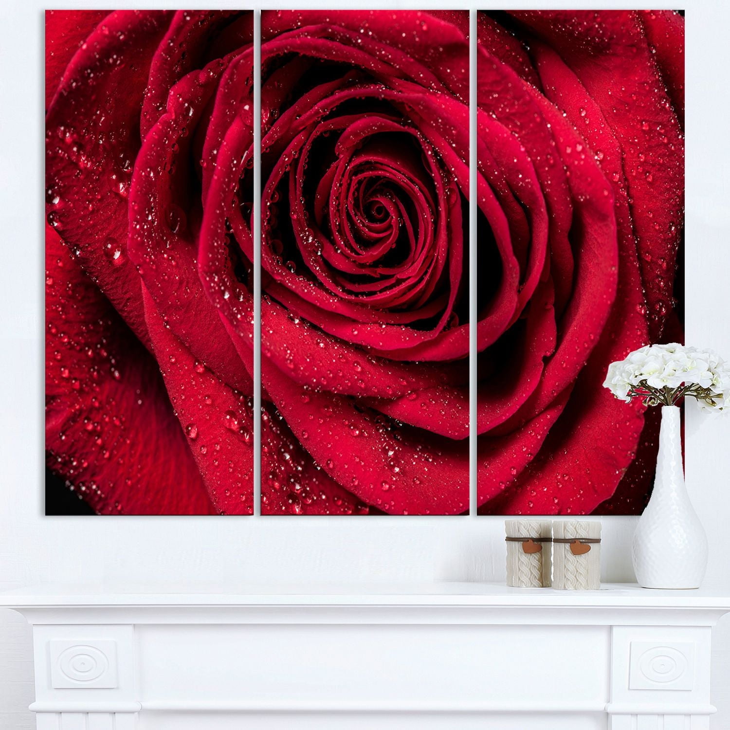 Click here for Designart Design Art Red Rose Petals With Rain Dro... prices