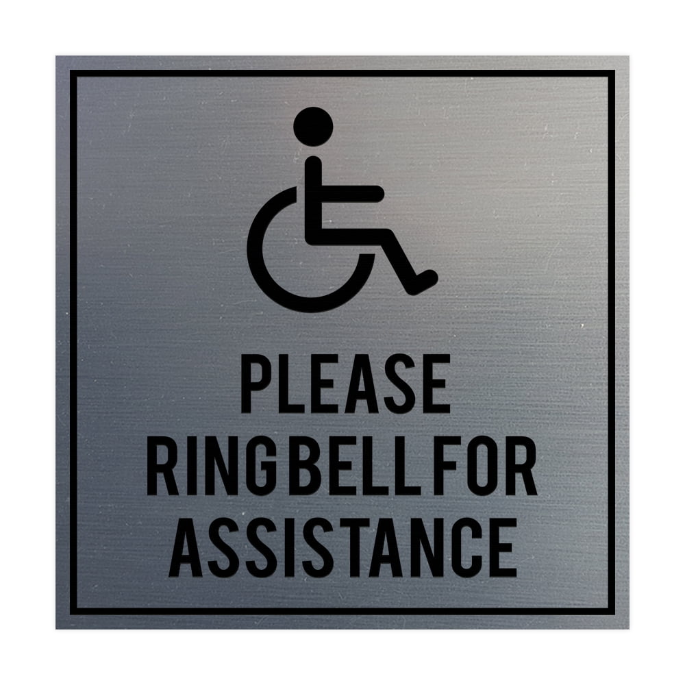 Square please ring bell for assistance Sign (Brushed Silver) - Medium ...