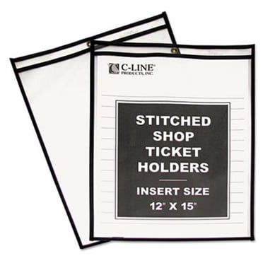 C-Line Magnetic Stitched Shop Ticket Holders, Clear, 75", 9 x 12, 25 ...