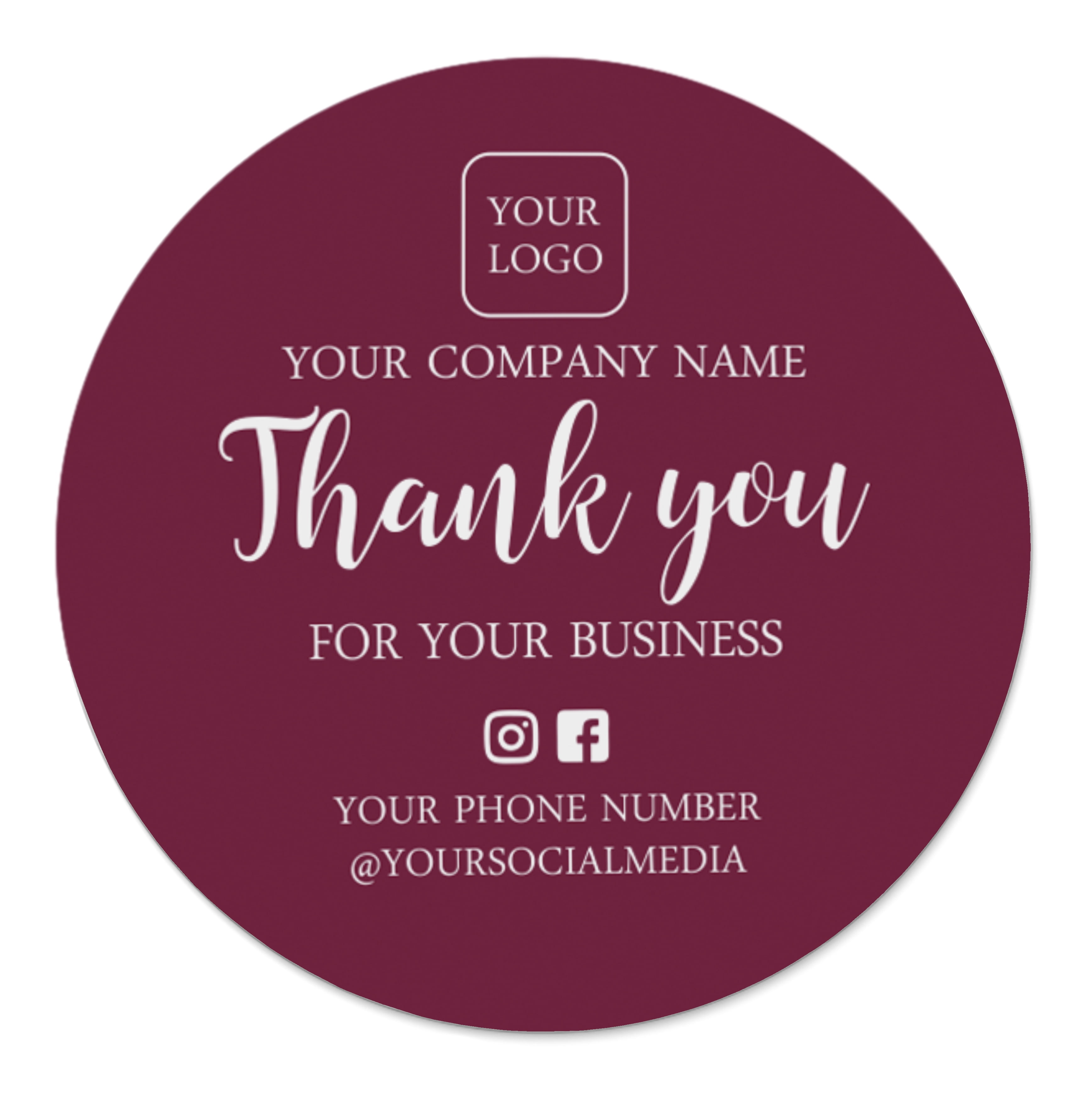 Printtoo Label Stickers for Small Business -50 RoundCustom Vinyl ...