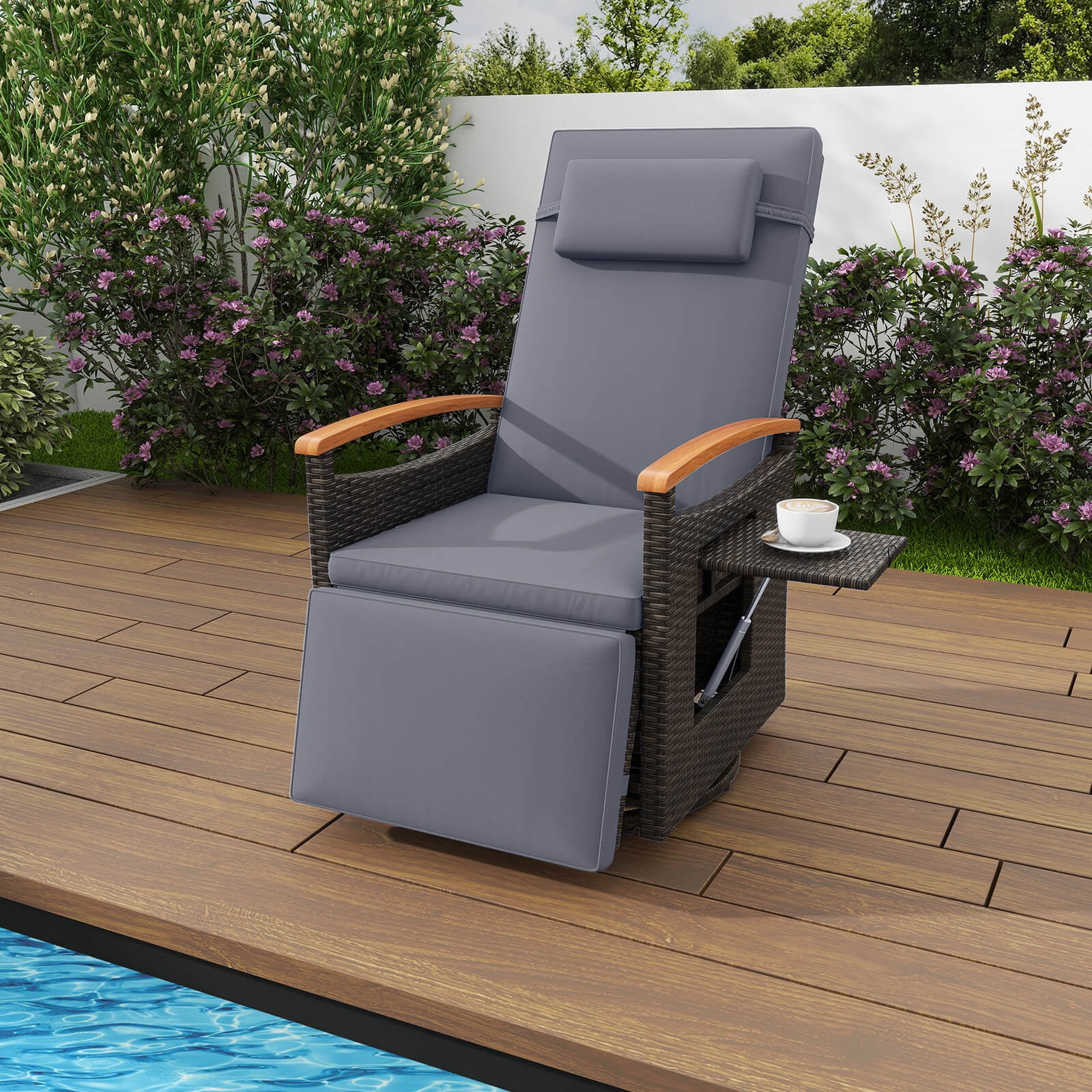 Click here for Costway Outdoor 360° Swivel Rattan Recliner Chair... prices