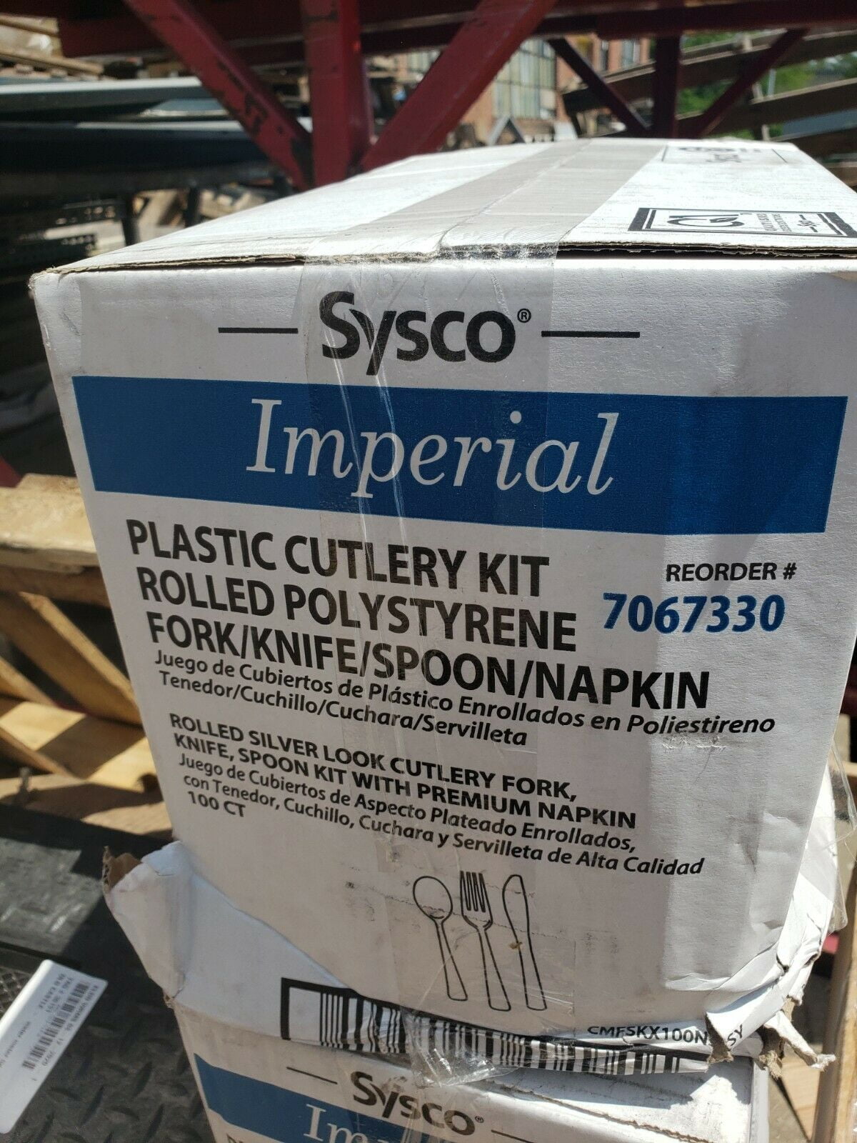 SYSCO PLASTIC CUTLERY KIT, SILVER LOOK ROLLED POLYSTYRENE (100 CT/CASE ...