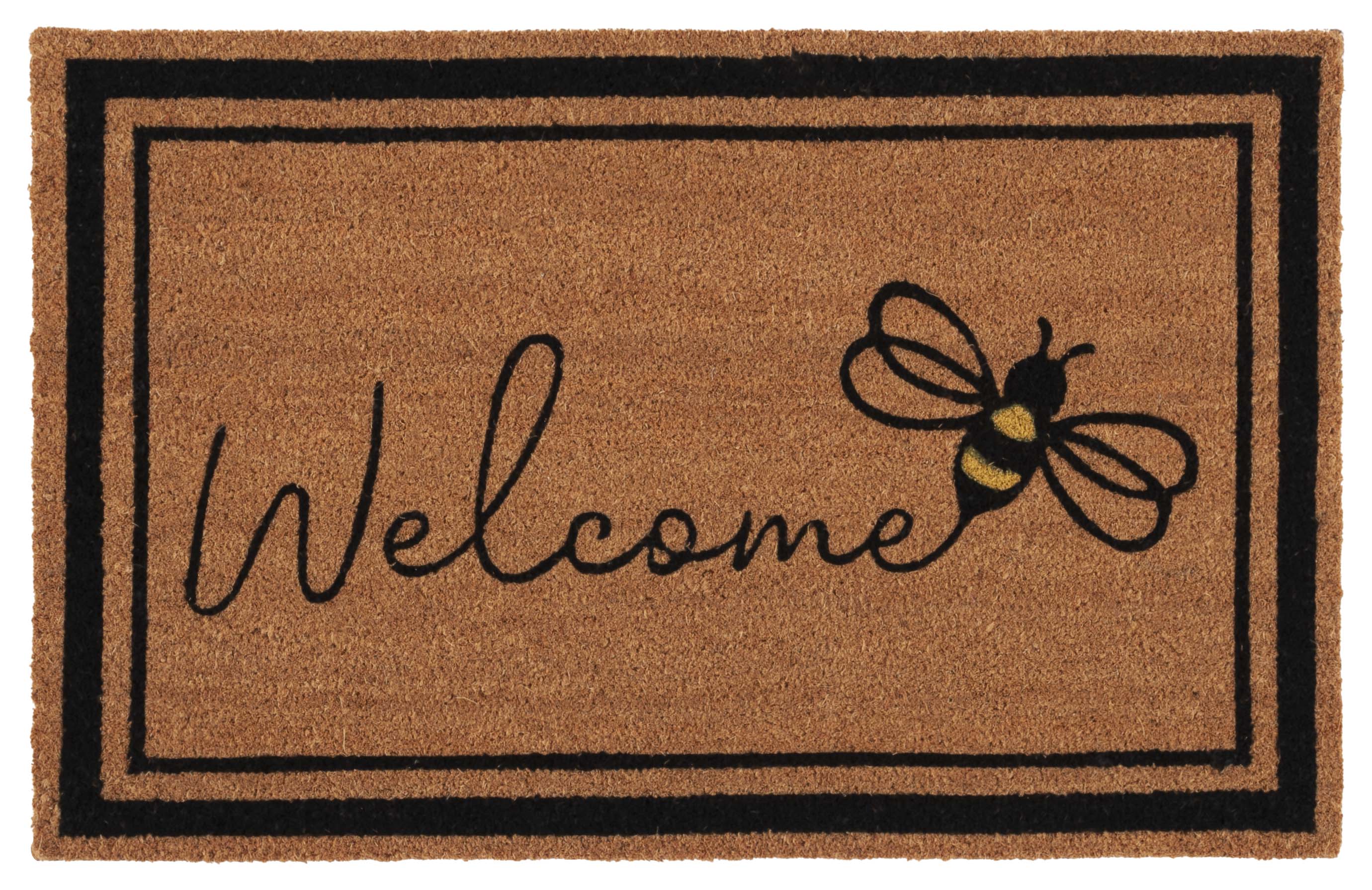 SAFAVIEH Welcome Bee Door Mat, Natural/Black, 1'11" x 3' - Walmart.com