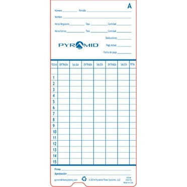 Pyramid Time Systems Time Cards for 2600, Pack of 100 - Walmart.com