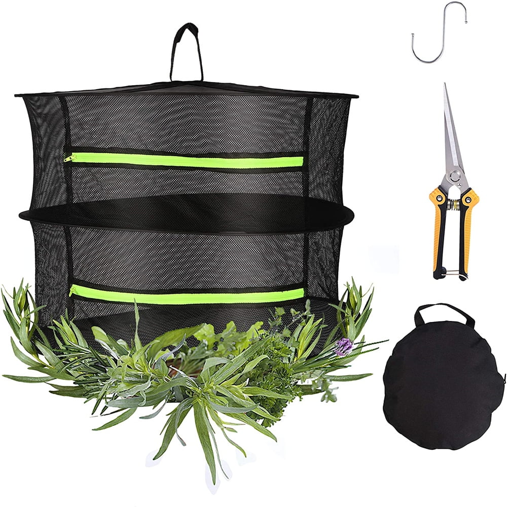 2 Layer Herb Drying Rack, 16 inch Hanging Mesh Net Dryer with Garden ...