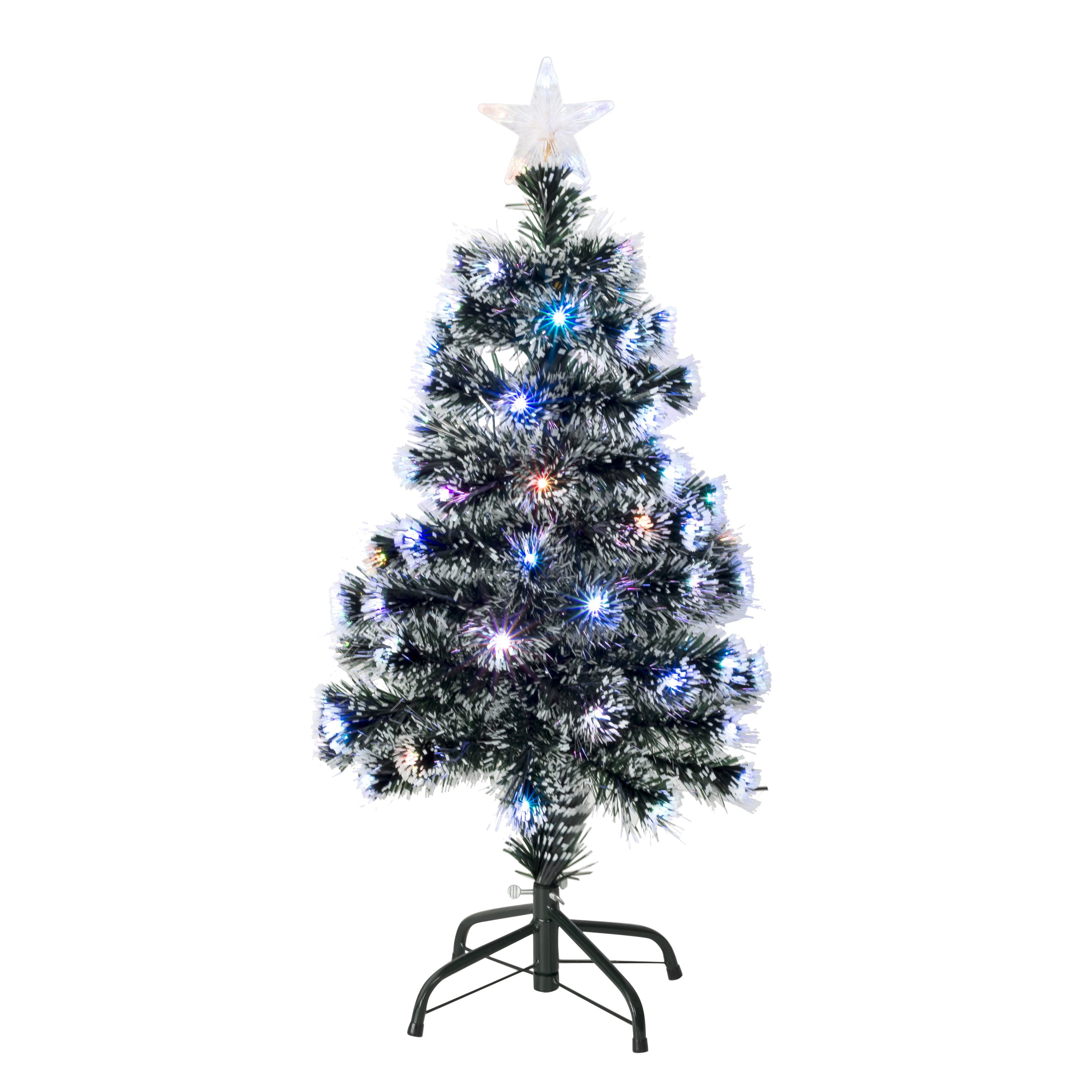 Perfect Holiday Star-Topped Fiber Optic Christmas Tree with Frosted ...