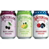 Waterloo Sparkling Water Variety Pack 12 Fl Oz Cans Includes Black Cherry Lemon-Lime Summer ...