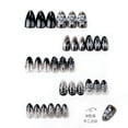 Black Gray Floral Press on Nails, Short Almond Glossy Fake Nails with ...