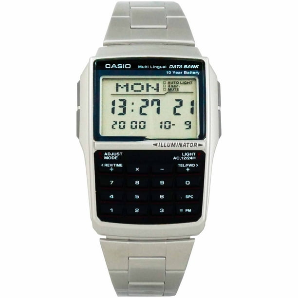 Casio - Silver Digital Watch w/ Databank, Calculator, Alarm & Light - DBC-32D-1A - Walmart.com ...