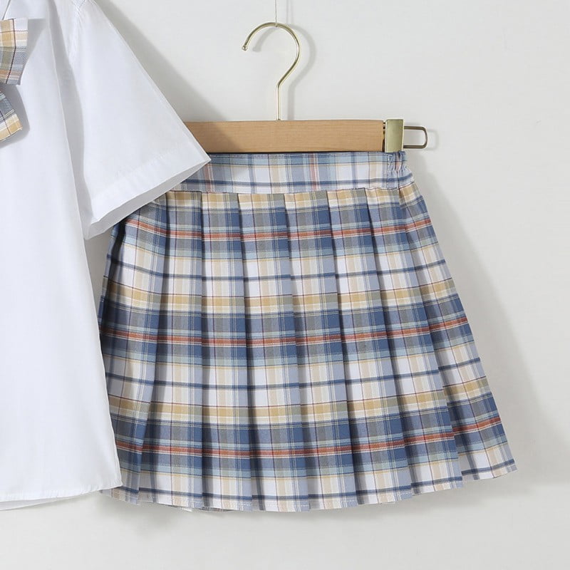 Girl's High Waist Plaid Pleated Mini Skirt Preppy School Uniform Tartan ...