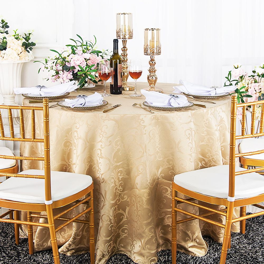 Wedding Linens Inc. 90" Round Damask Jacquard Polyester Tablecloth ...