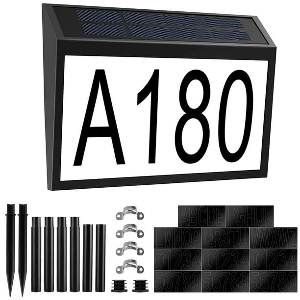 Solar Power Lighted House Numbers Address Stake Sign for Outside Garden ...