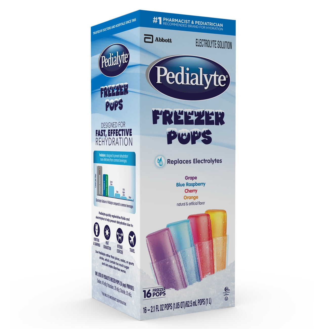 Buy Pedialyte Electrolyte Solution Freezer Pops, Variety Pack, 16 Count ...
