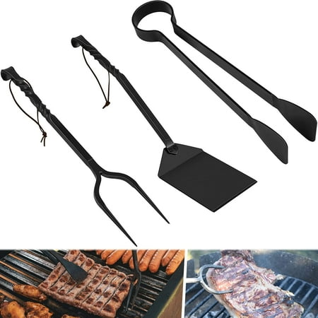 Hand Forge Rustic Metal Barbeque Grill Tools Set Including BBQ Tongs ...
