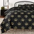 Batman Queen Size 3pc Comforter Set, Superhero Bedding, Black & Yellow ...