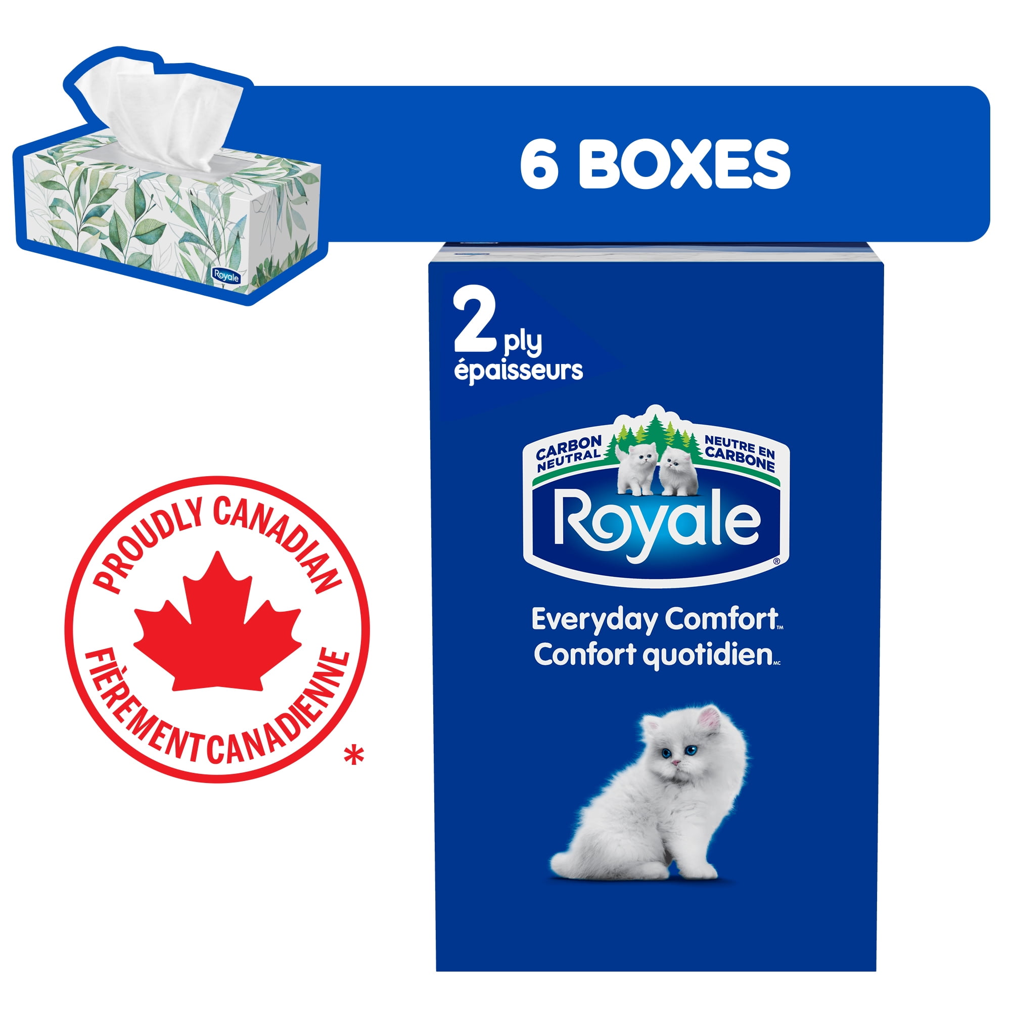 Royale Everyday Comfort, 2 Ply Facial Tissue, 6 Flat Boxes, 126 Tissues ...