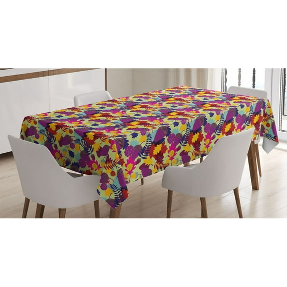 Acorn Tablecloth, Oak Leaves with Acorns Colorful Abstract Autumn ...