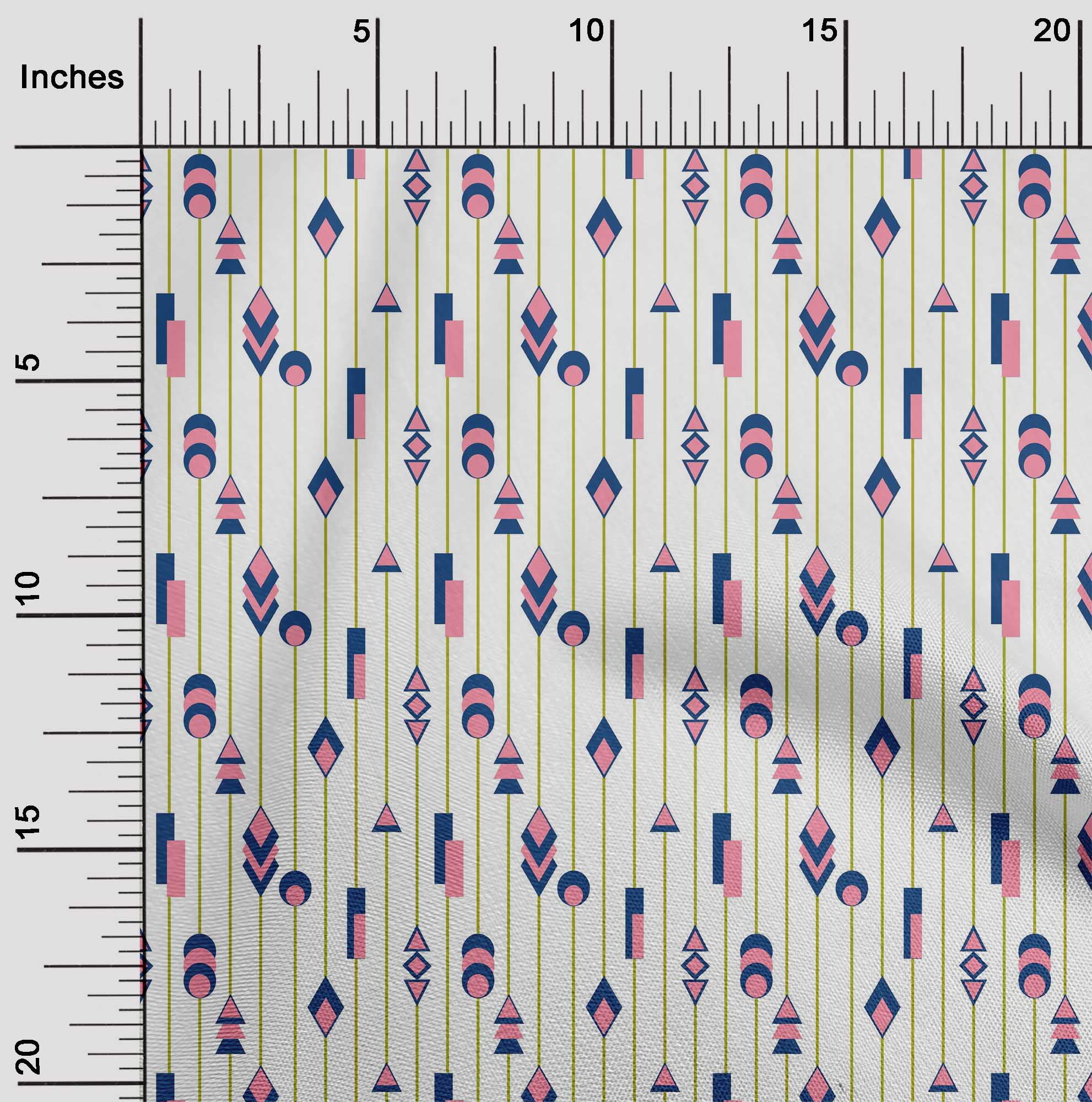 oneOone Cotton Poplin Fabric Stripe & Geometrical Shapes Geometric ...