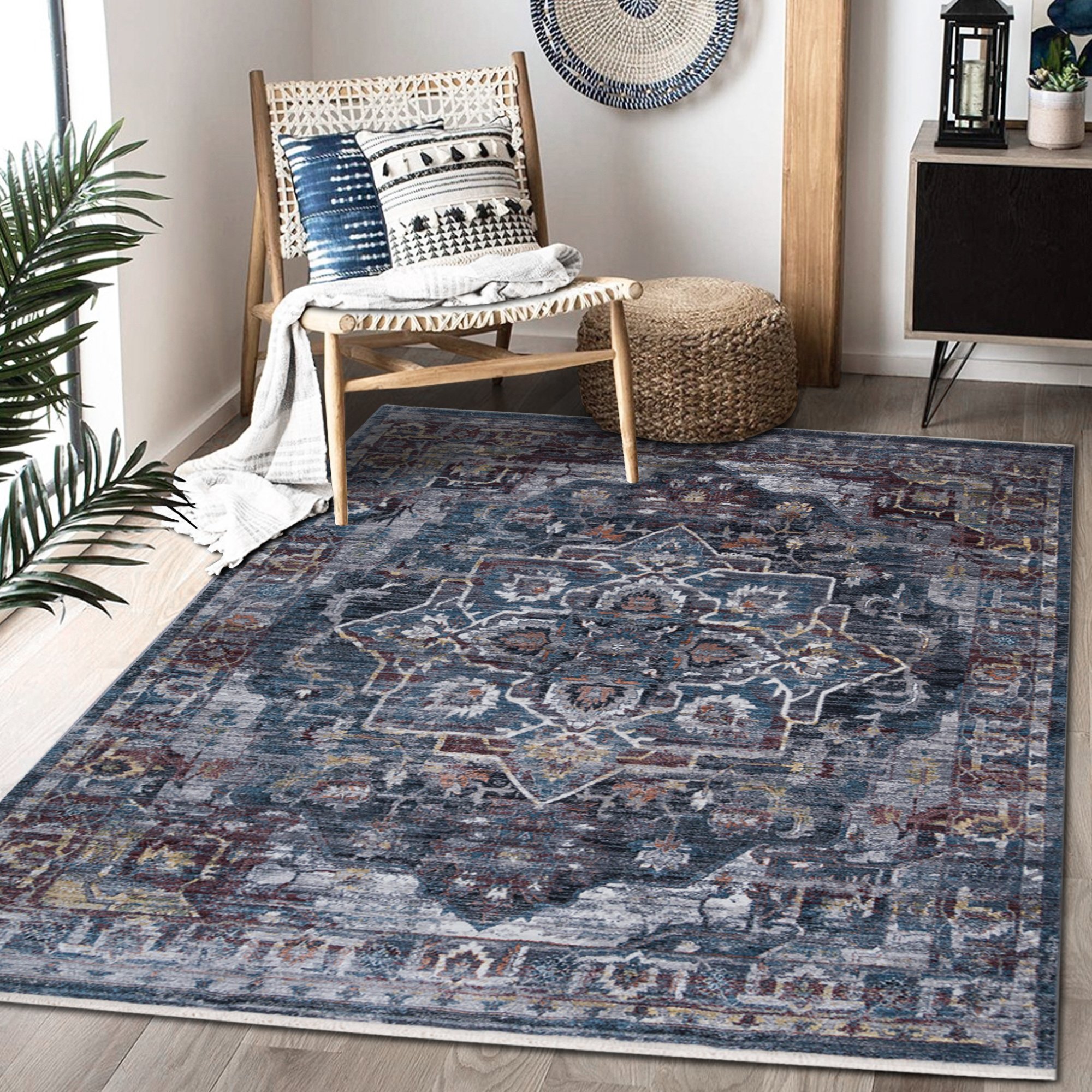 SAFAVIEH Wyndham Deborah Geometric Wool Area Rug, Natural/Multi, 3' x 5 ...