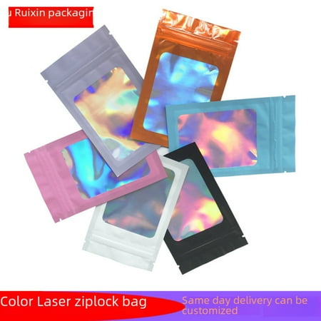CHOK Laser color pink self-sealing bag holographic jewelry packaging ...