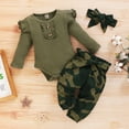 Newborn Girl's Camo Outfit - Long Sleeve Romper, Pants, Headband, 3PCS, Army Green, 0-3 Months ...