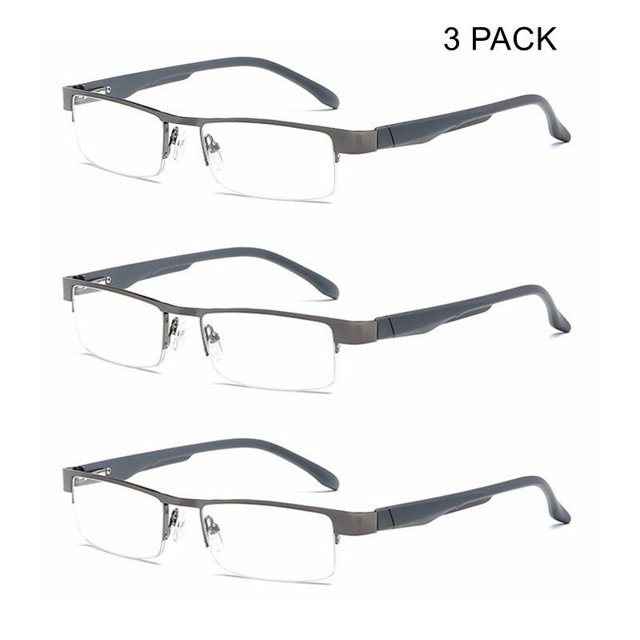 3 Pairs Half Rimless Reading Glasses Rectangle Readers Vintage Business ...