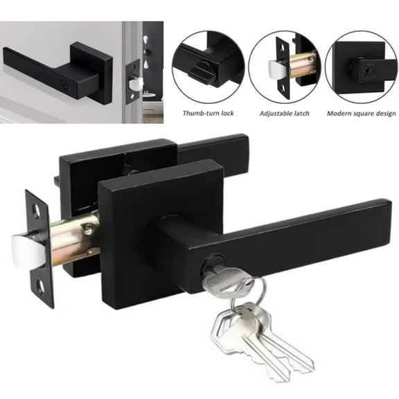 Klamerit Front Door Handle, Black Exterior Door Handle with Passage ...