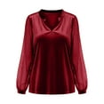 Bainana Velvet T-Shirt For Women Solid Color With Polka Dot Long Mesh ...